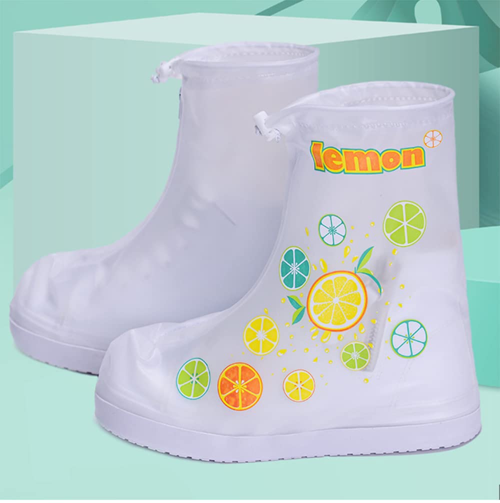 GUIGU Kids Shoe Covers for Rain Waterproof Overshoes for Cycling/Outdoor(Lemon Yellow,Medium)