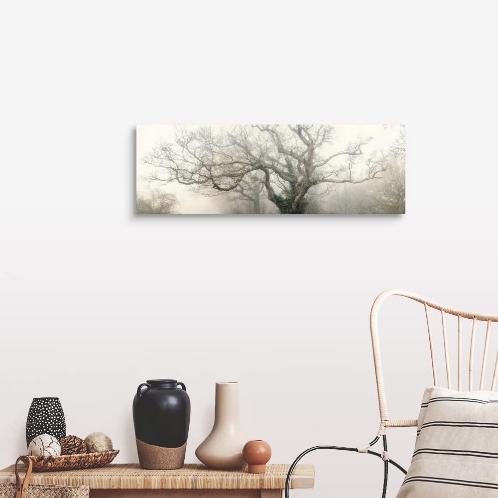 GREATBIGCANVAS panoramic octopus ghost oak Canvas Wall Art Print, Tree Home Decor Artwork, 48"x16"x1.5"