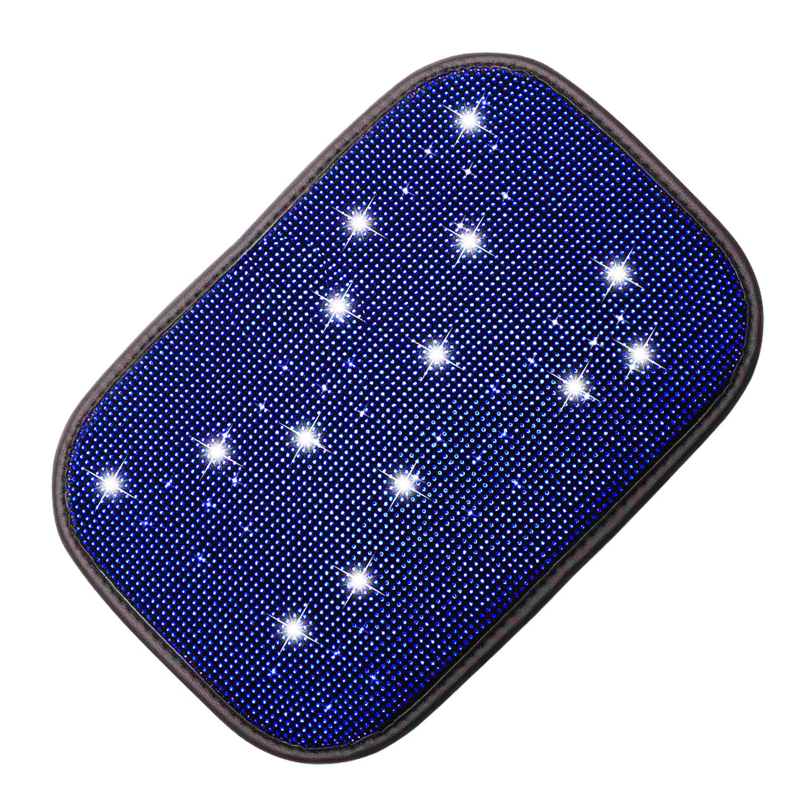 FUNOJOY Car Armrest Cover for Women Blue Diamond Rhinestone Bling Car Accessories Car Decor for Women
