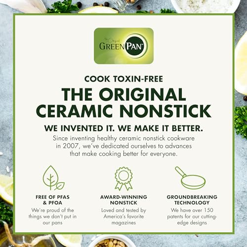 GreenPan Reserve Hard Anodized Healthy Ceramic Nonstick 8" and 10" Frying Pan Skillet Set, Gold Handle, PFAS-Free, Dishwasher Safe, Oven Safe, Black