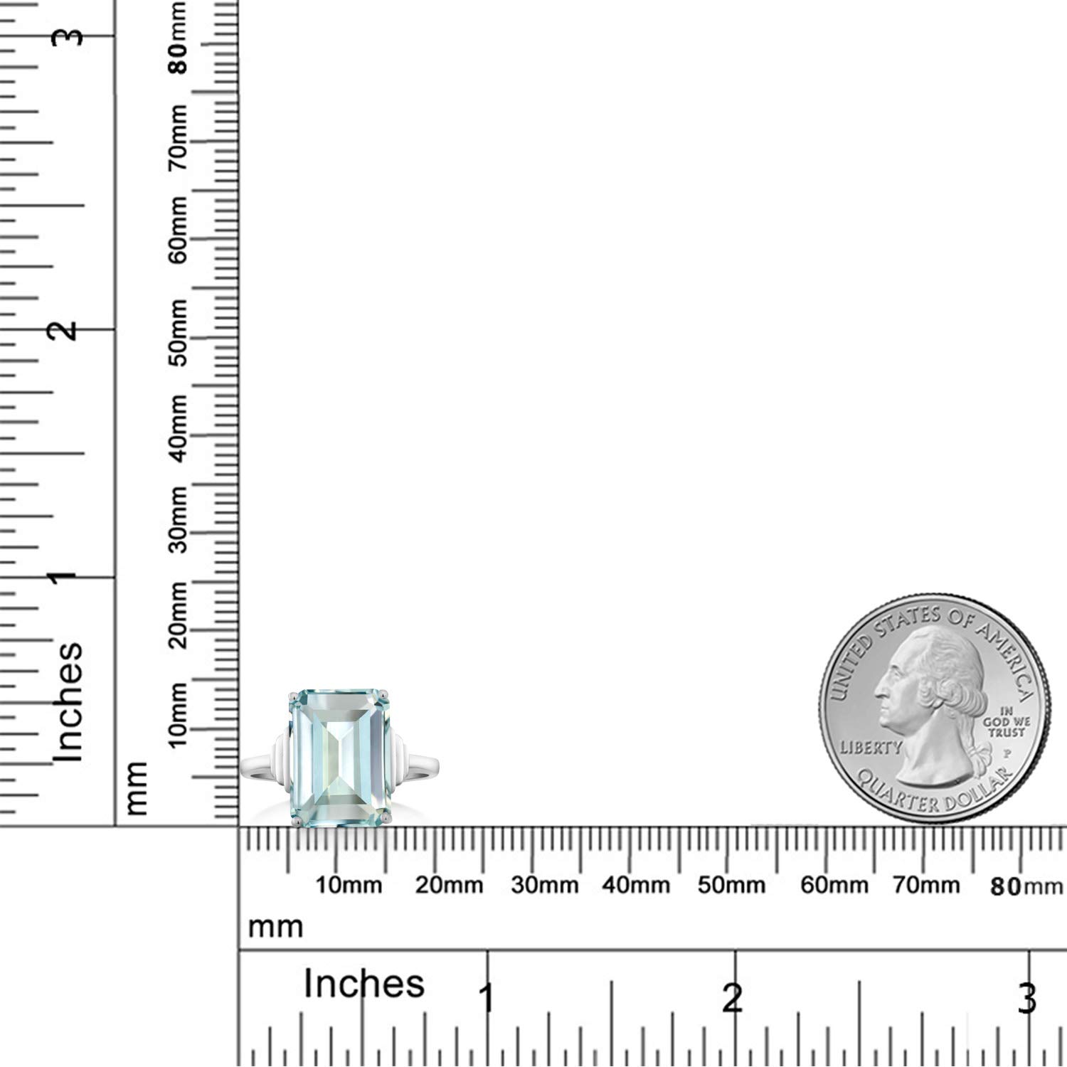 Gem Stone King 925 Sterling Silver Gemstone Birthstone Solitaire Engagement Ring | Emerald Cut 14X10MM Ring For Women | Available In Size 5, 6, 7, 8, 9