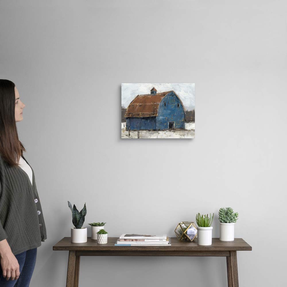 GREATBIGCANVAS Blue Barn I Canvas Wall Art Print, Barn Home Decor Artwork, 30"x23"x1.5"