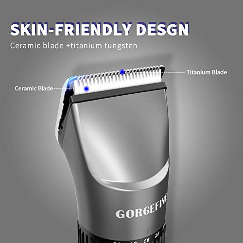 Gorgefine Rechargeable Hair Clipper & Trimmer for Men-Professional Cordless Haircut & Grooming Kit Waterproof with LED Display-Turbo Powerful Mode&Super Silent Mode