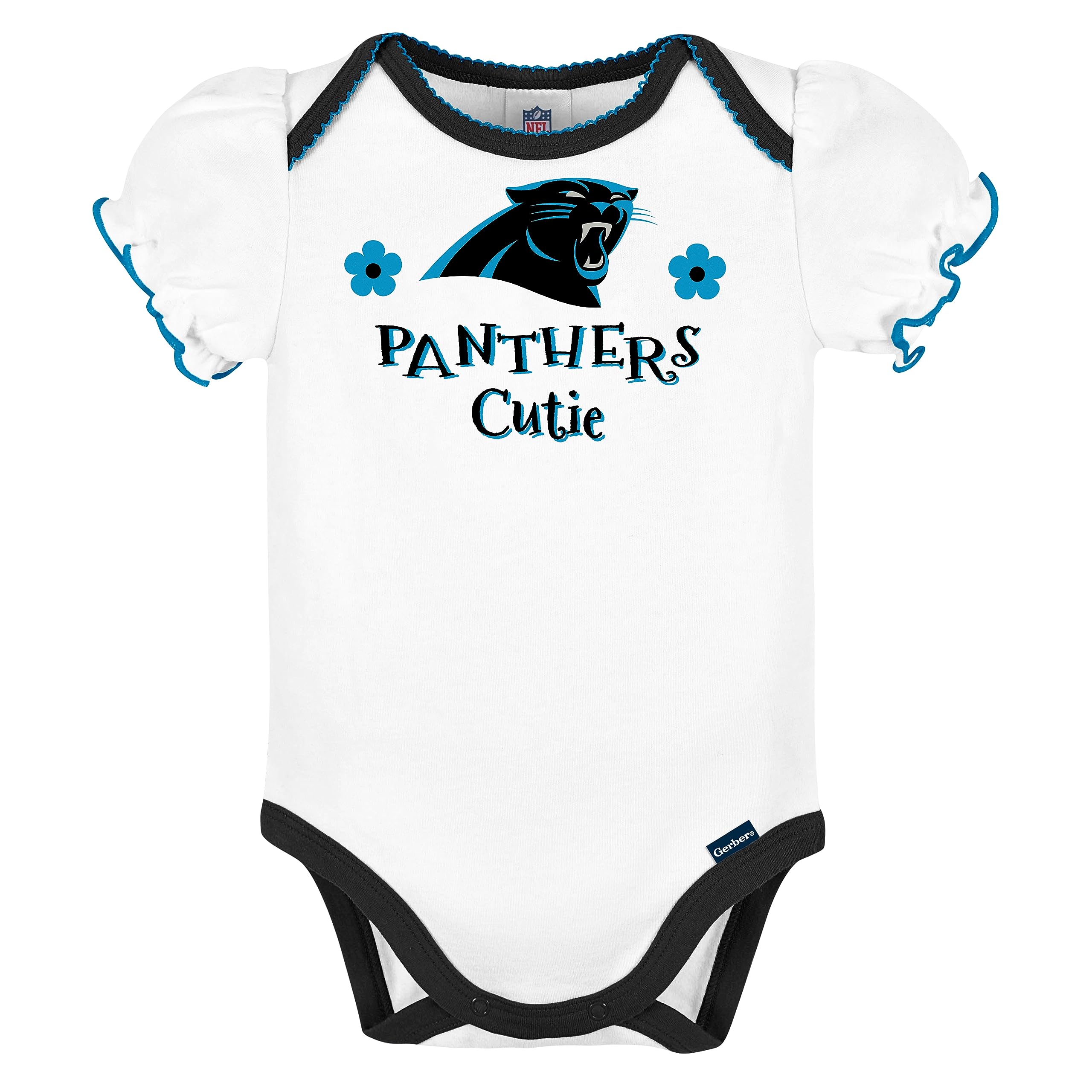 Gerber Baby Girl's NFL 3 Pack Short Sleeve Onesie Bodysuit, Team Color, 3-6 Months