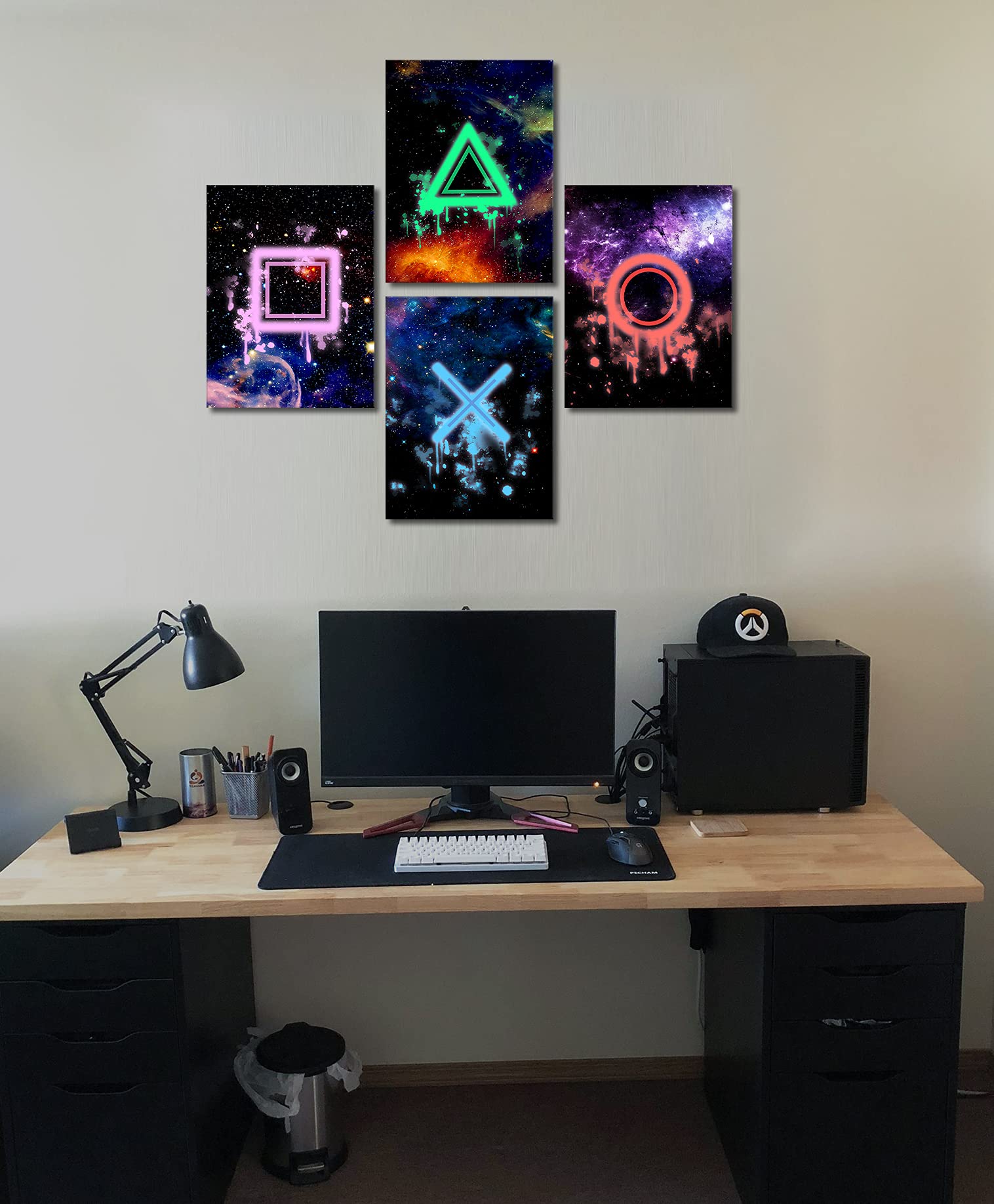 Game Room Wall Art Decor Funny Gaming Decorations Canvas Prints Boys Room Decorations Video Game Buttons Posters Pictures for Boys Bedroom Video Game Room Playroom Paintings Framed Ready to Hang