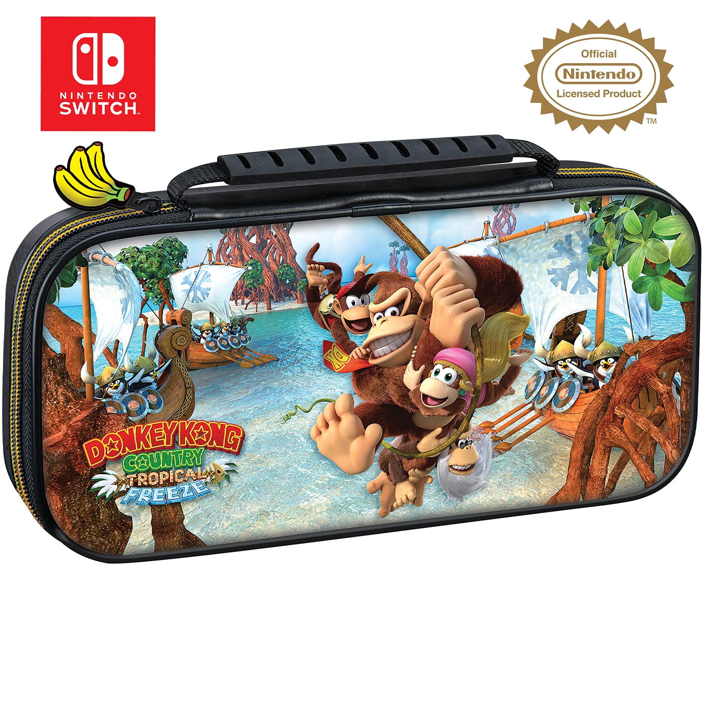 Game Traveler Donkey Kong Nintendo Switch Case - Switch OLED Case for Switch OLED & Original Switch, Adjustable Viewing Stand & Bonus Game Cases, Deluxe Handle, Licensed Nintendo Switch Game case
