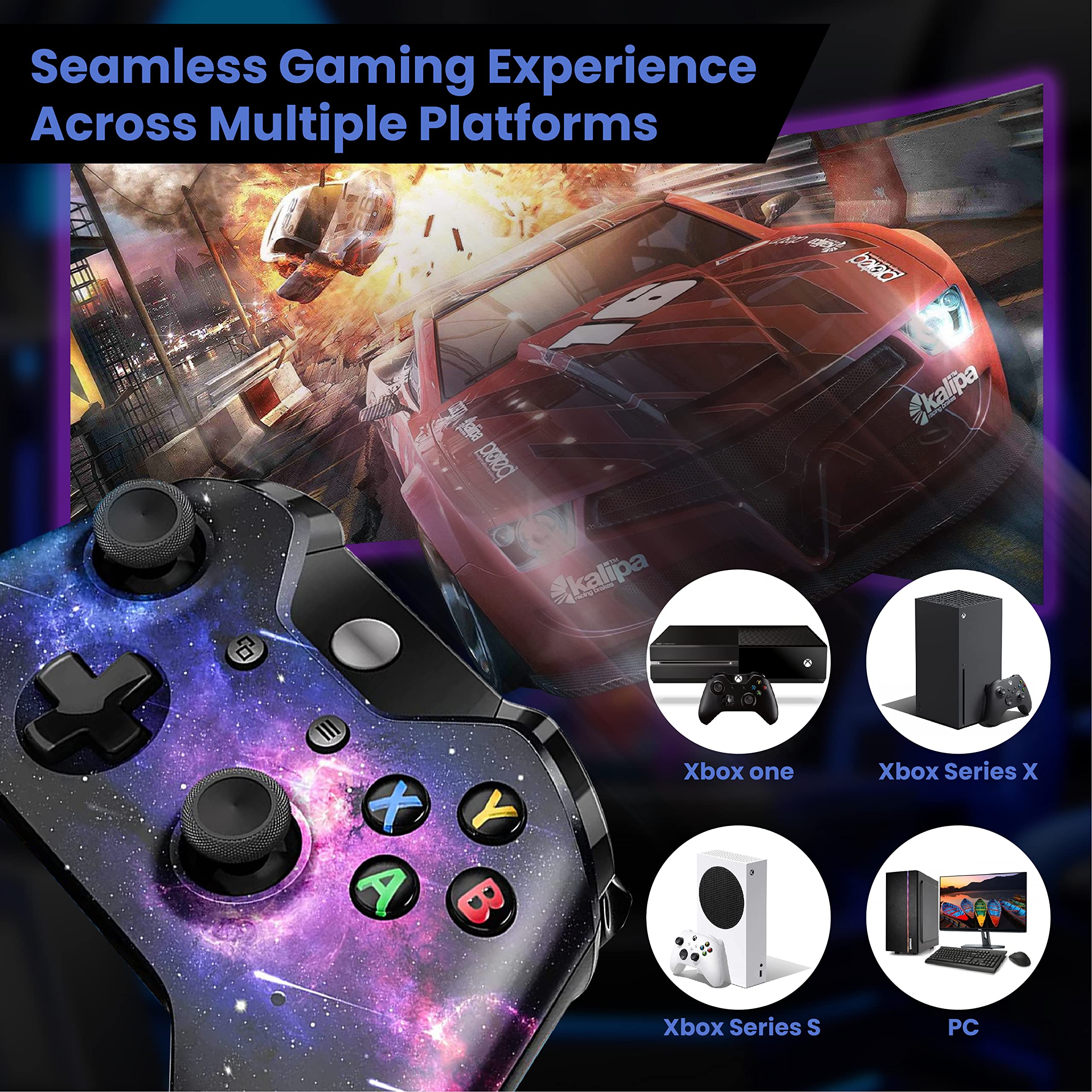 Jalop Xbox One Controller Wireless, Compatible with Xbox One, Xbox Series S, Xbox Series X, Xbox One Elite, Xbox One S, Xbox One X Windows 11/10/8/7, Custom Starry Sky Design with 3.5mm Audio Jack.