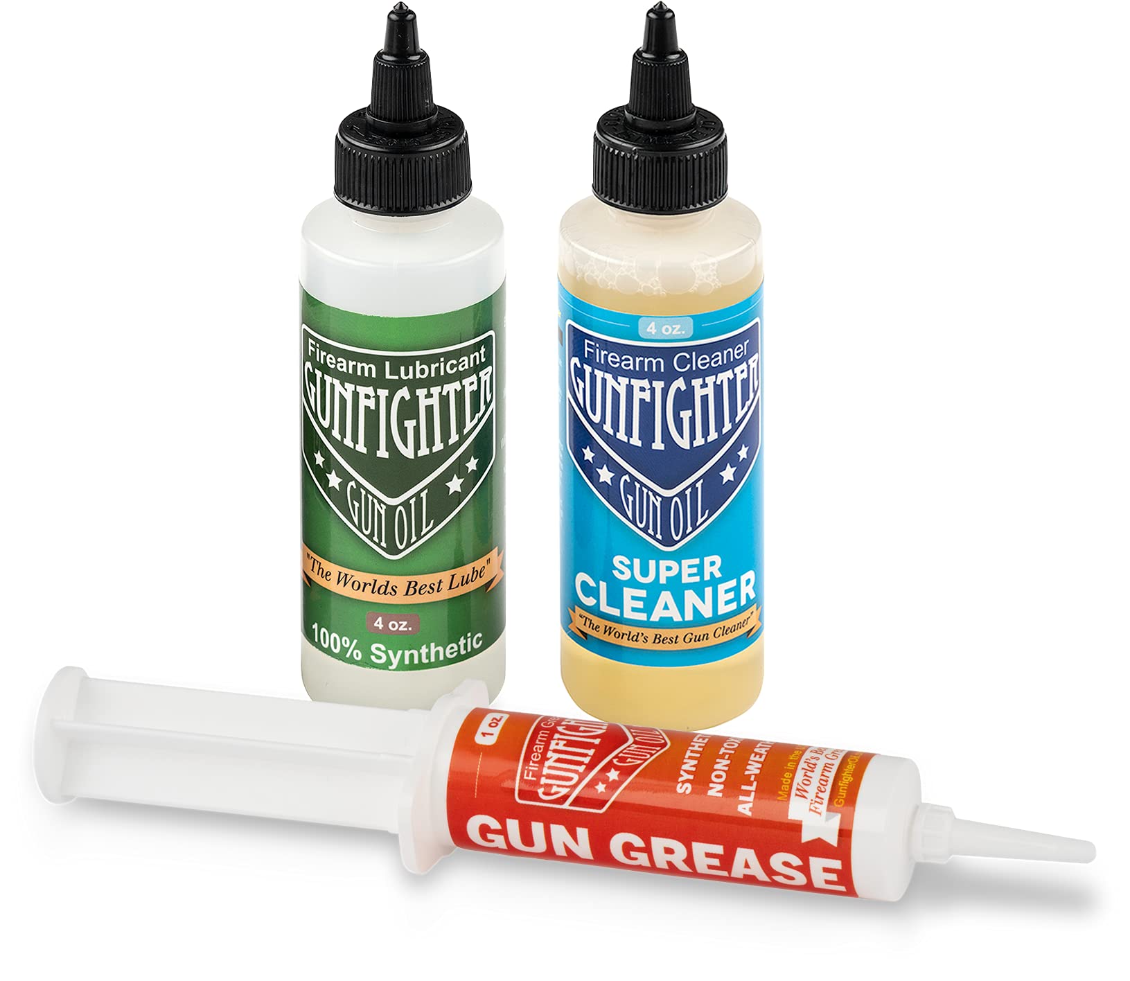 Gunfighter Gun Oil All American Combo (4oz Lube, 4oz Cleaner, 1oz Syringe of Grease)