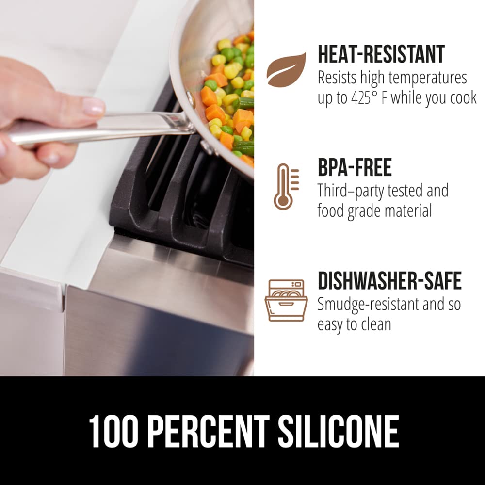 Gorilla Grip Drawer Liner and 2 Pack Silicone Stove Gap Covers, Cabinet Liner Size 12x20, Non-Adhesive, Counter Gap Cover Size 21In, Flexible Heat Resistant, Both in White, 2 Item Bundle