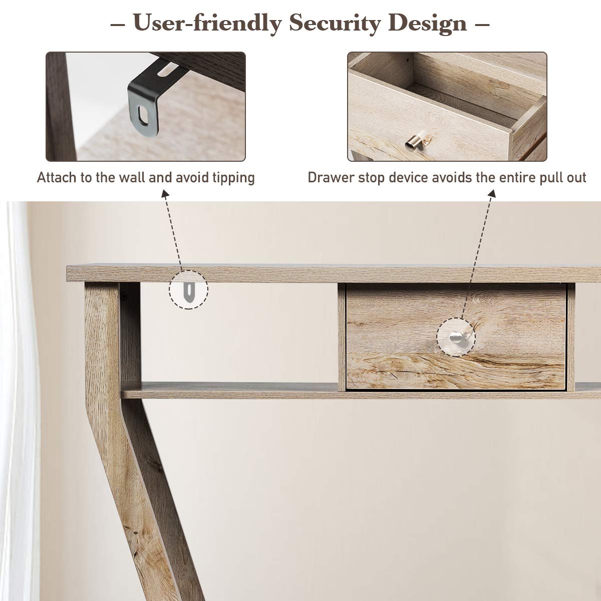 Giantex Console Table Easy Assembly Entryway Table W/Storage Drawer and Bottom Shelf, Mufti-Functional Home Furniture for Hallway, Living Room, Bedroom, Office 47 Inch Accent Hall Table (Gray Wash)