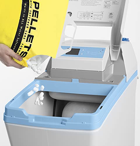 GE Smart Water Softener System with Leak Detect | 40,000 Grain | Reduce Hard Mineral Levels at Water Source | Wifi Connectivity | Improve Water Quality for Drinking, Laundry, Dishwashing | GXSHC40N