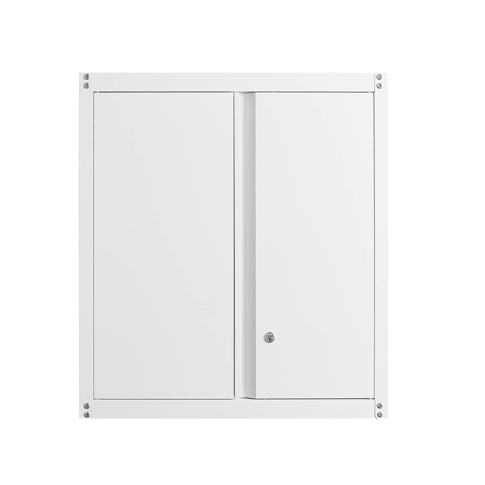 GREATMEET Metal Garage Wall Cabinet, Wall Mount Storage Cabinets with Locking Doors and Shelf, 28" Small Cabinets for Garage, Laundry Room, Kitchen, Pantry, Black Color
