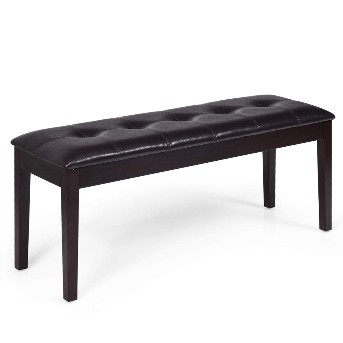 Giantex Dining Room Bench, Traditional Upholstered Table Benches, Hallway PU Leather Bench Entryway Bench, Bedroom Bench for End of Bed, Ottoman Bench (Grey)