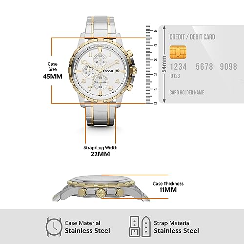Fossil Men's Dean Quartz Stainless Steel Chronograph Watch, Color: Gold/Silver (Model: FS4795IE)