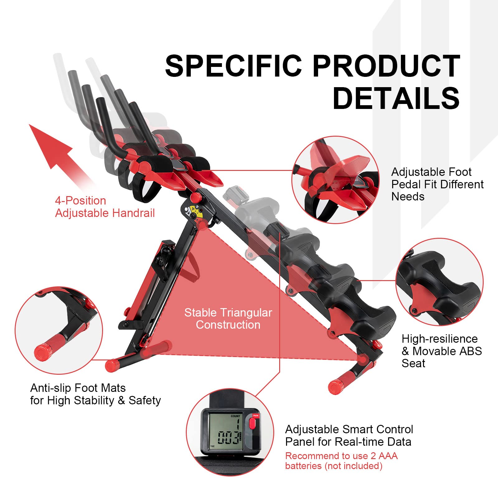 Goplus 4 in 1 Folding Rowing Machine, AB Crunch Workout Machine w/3-Level Angle & Adjustable Tension, Control Panel, Multi-function Rower AB Fitness Equipment for Home & Gym Use