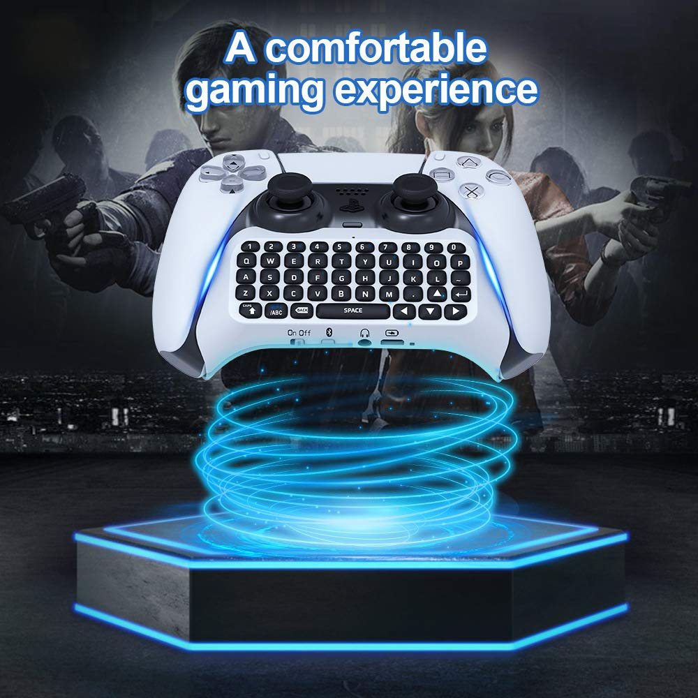 GOTRUTH Controller Keyboard for PS5, Gamers Digital Mini Bluetooth Keyboard Chatpad for Playstation 5 for DualSense Controller, Used to Chat with Playes in Games (White)