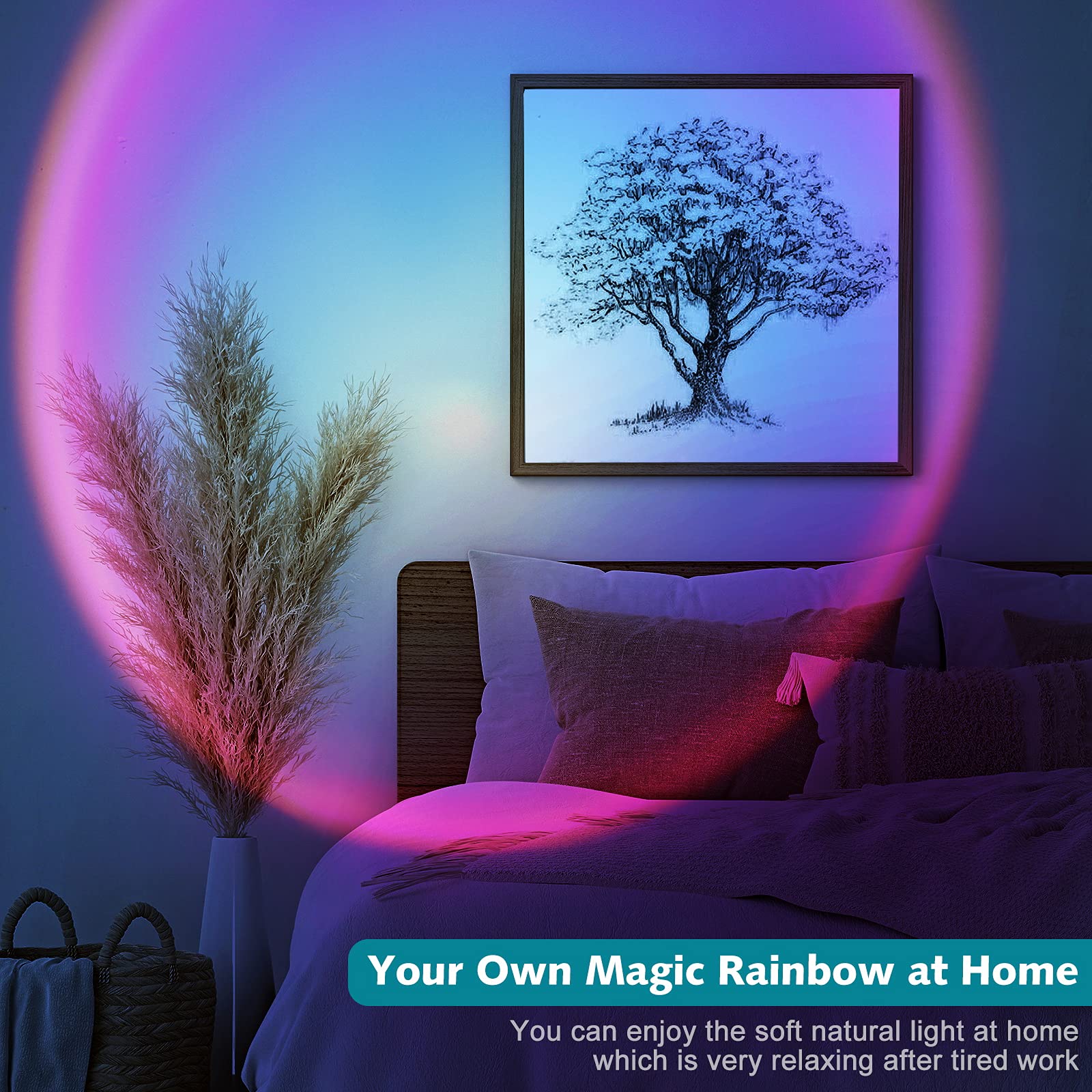 GUSODOR Sunset Lamp, Rainbow Sunset Light, Multicolor Sun Set Projector, Sun Lamp for Photo Background Vlogs Studio Party Bedroom-Rainbow