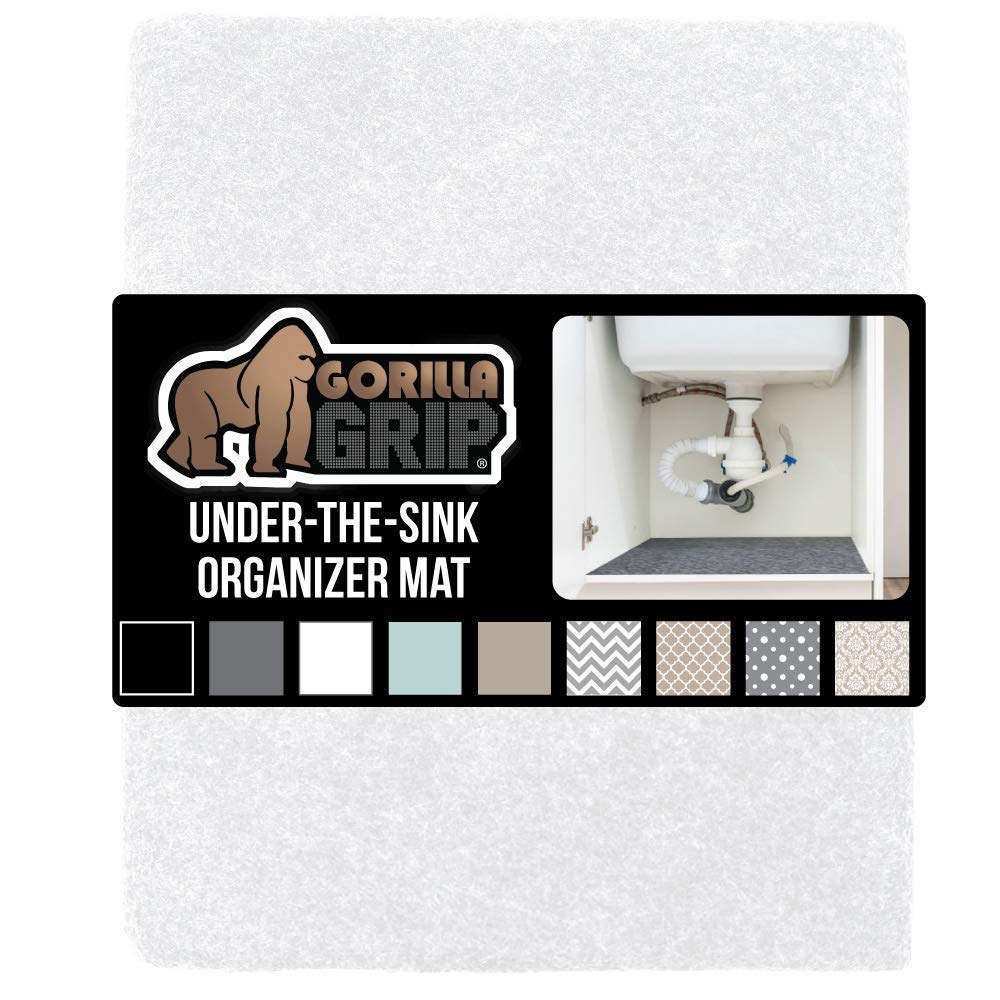 Gorilla Grip Drawer Liner and Under Sink Mat, Drawer Liner Size 12x30, and Under Sink Mat Size 24x30, Both in White, 2 Item Bundle