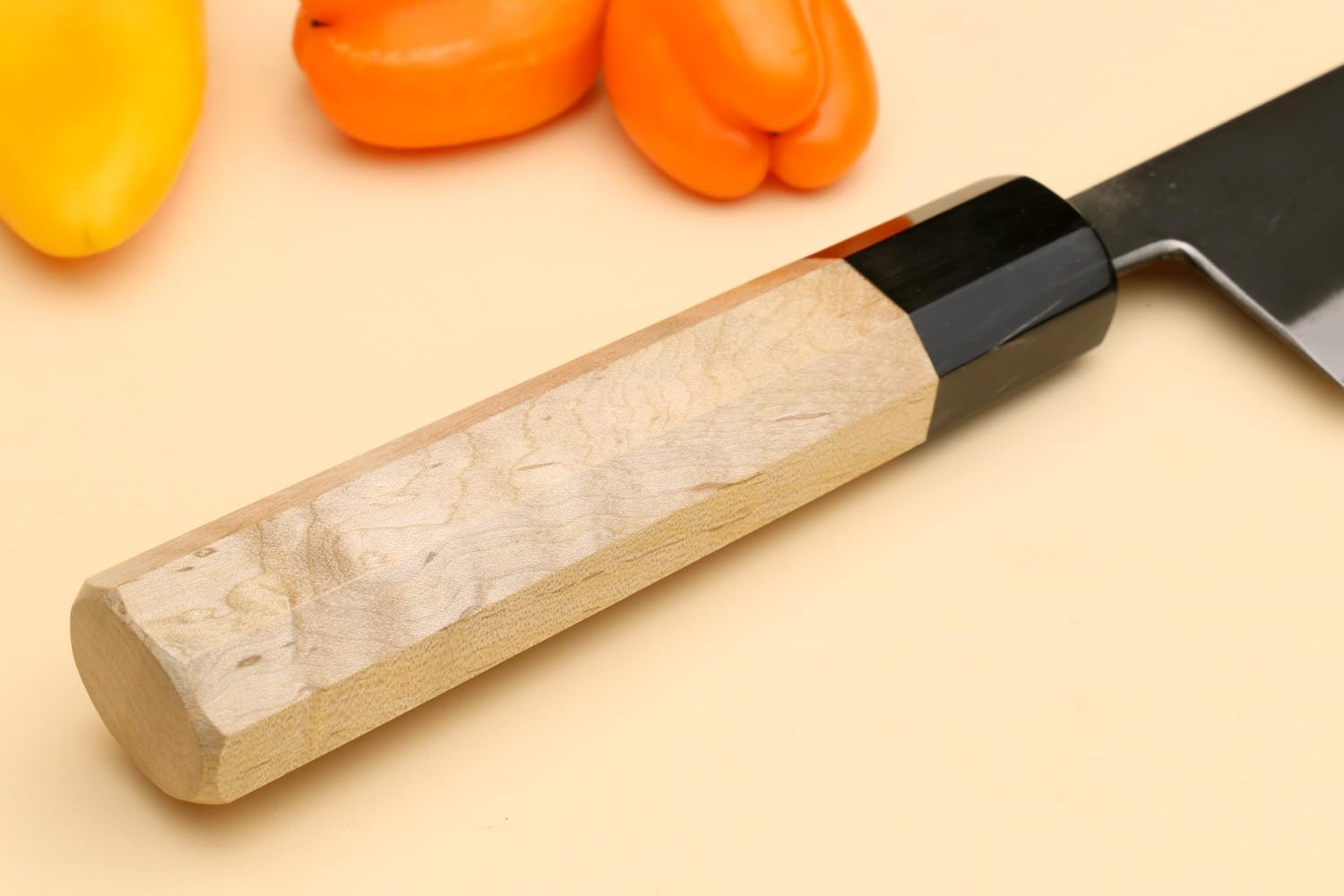 Yoshihiro Kurouchi Black-Forged Blue Steel #2 Stainless Clad Japanese Gyuto Chef Knife Kaede Handle (7"(180mm) & No Saya)