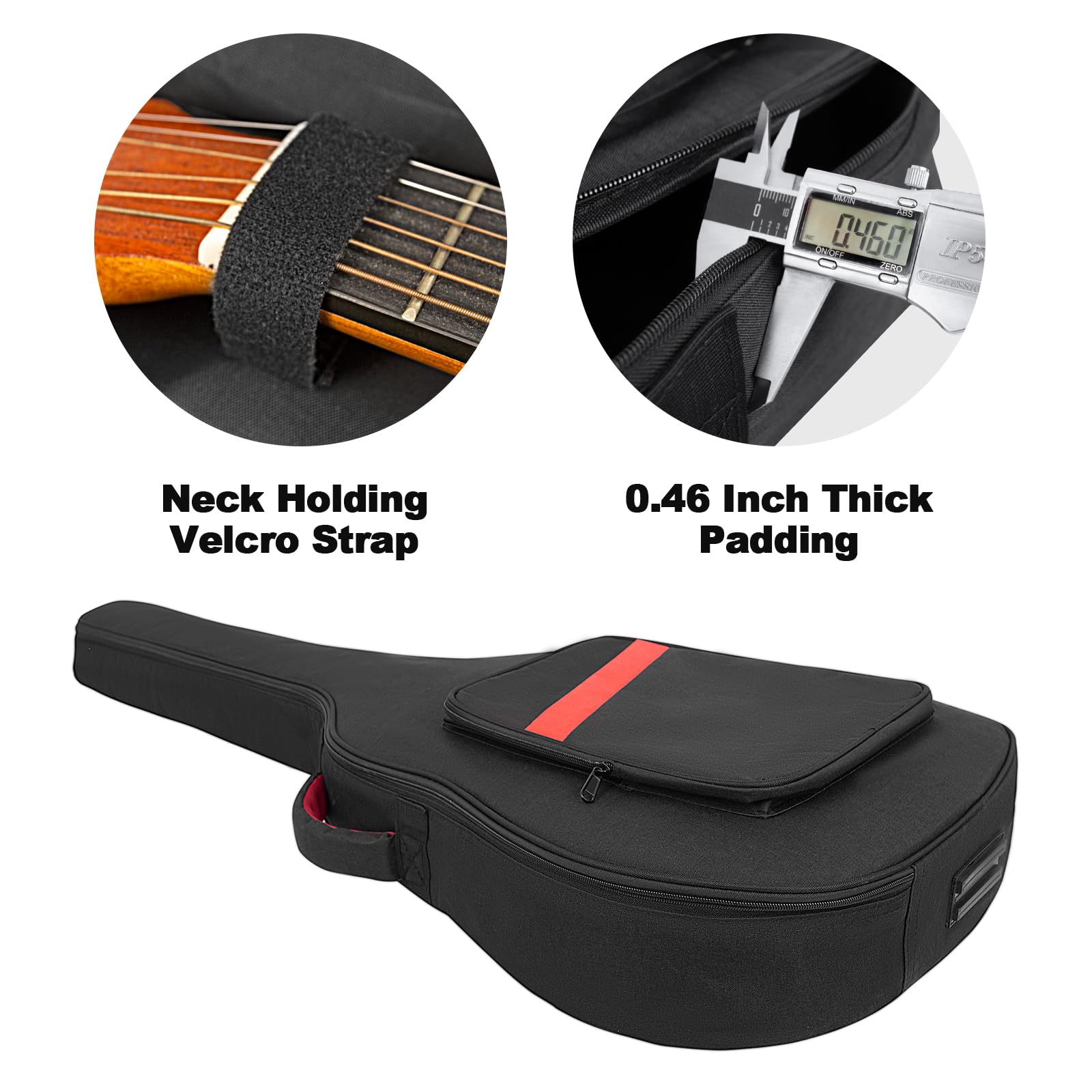 Guitar Bag 0.66in Thick Padded Guitar Gig Bag for 39 40 41 Inch Acoustic Guitar Backpack Case with Pocket
