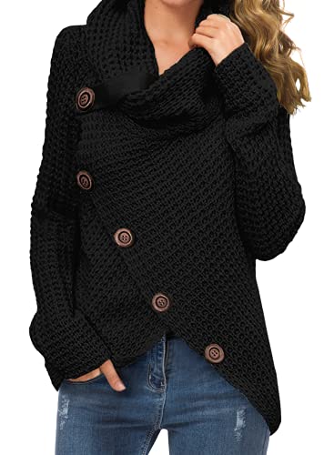 GRECERELLE Womens Turtleneck Sweaters 2023 Fall Chunky Long Sleeve Asymmetric Knit Pullover Sweaters