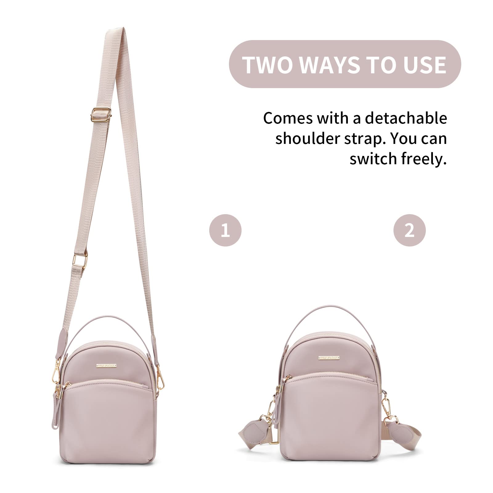 GOLF SUPAGS Crossbody Bag Purse with Top- Handle Adjustable Strap Roomy Shoulder Bags for Women (Pink)