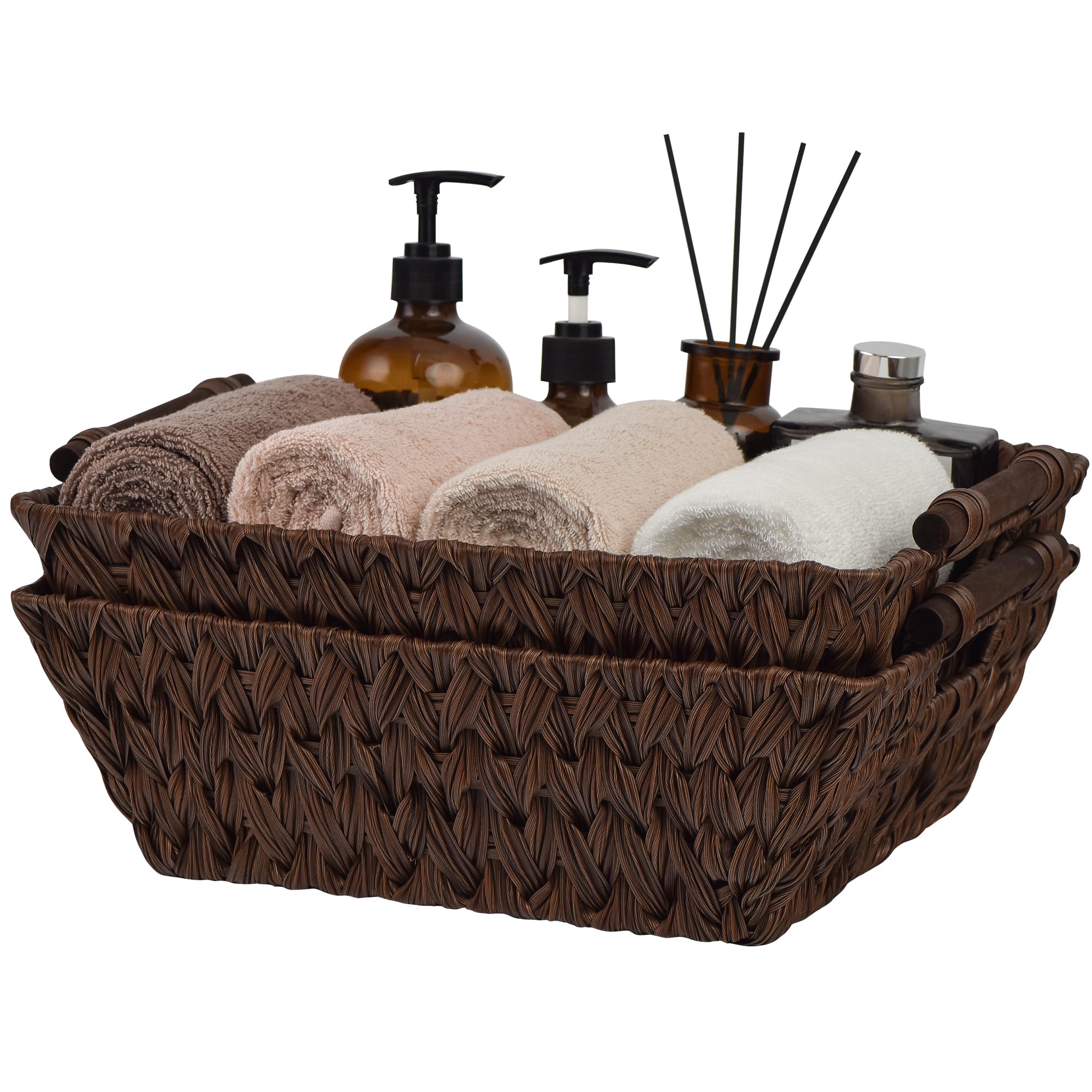 GRANNY SAYS Bundle of 2-Pack Wicker Baskets & 3-Pack Wicker Storage Baskets