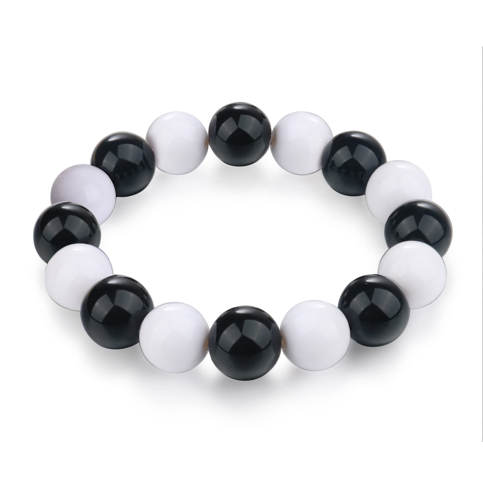 Holy rose 2 Pcs White Red Black Acrylic Beads Bangle Bracelets For Women Men Cosplay Props Jewelry