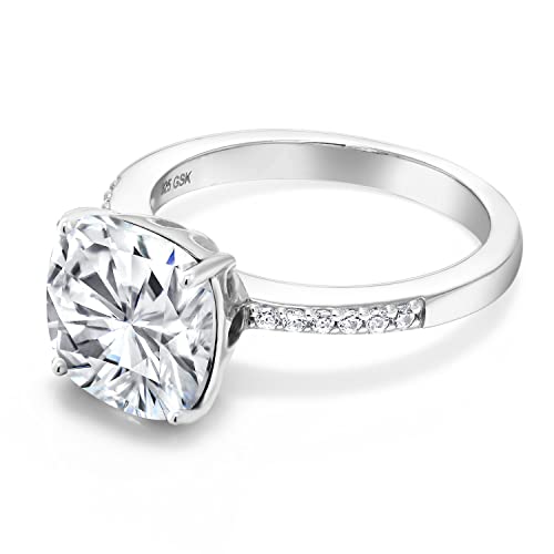 Gem Stone King 925 Sterling Silver 10MM Cushion Cut Gemstone Birthstone Engagement Ring | Wedding Anniversary Promise Ring For Women | Available In Size 5, 6, 7, 8, 9