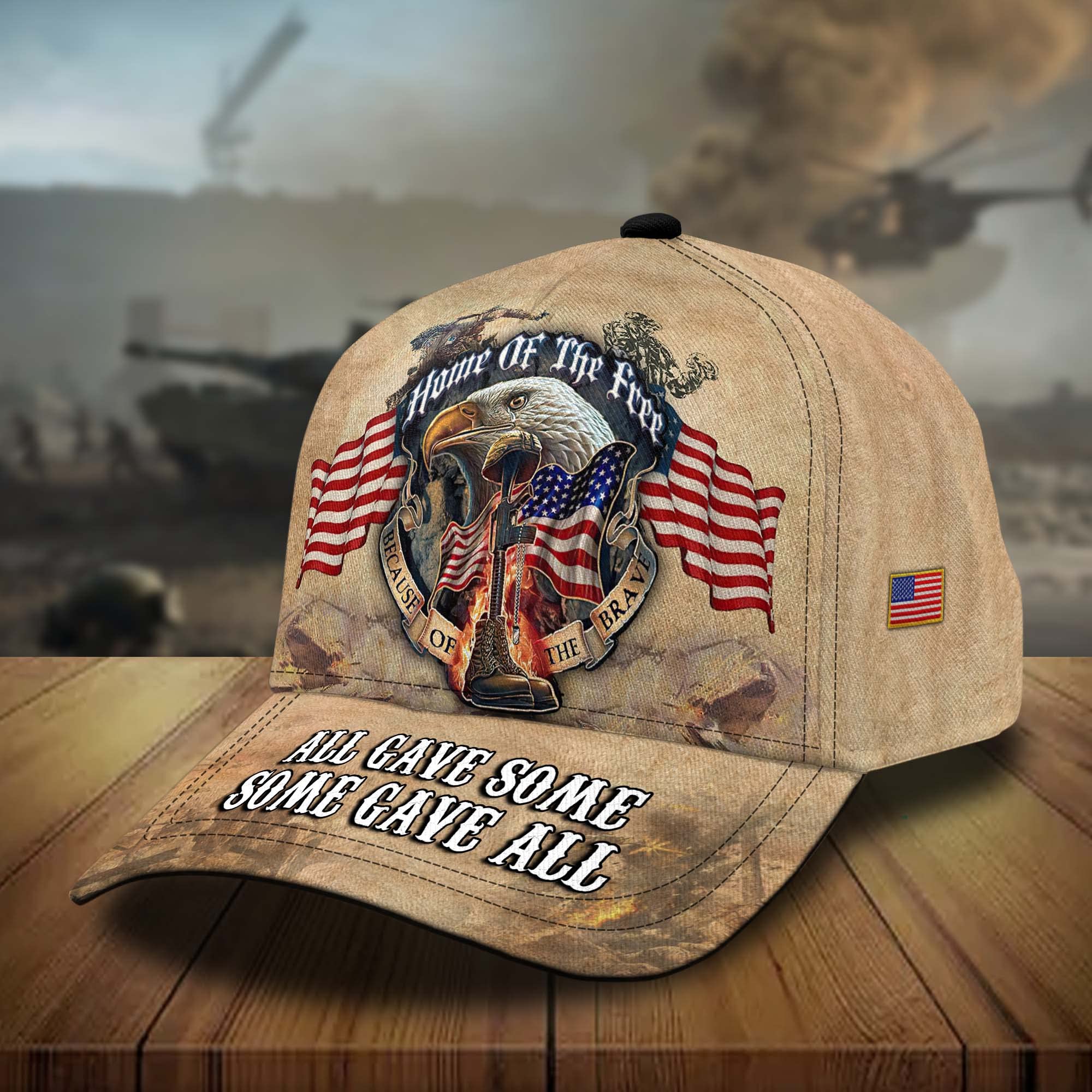 Hatstalk Premium 3D Printed All Gave Some - Some Gave All Eagle Hat, Retired American Millitary Veterans Unisex, Gift for Veterans Day Beige