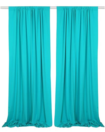 SHERWAY 2 Panels 4.8 Feet x 10 Feet Aqua Photography Backdrop Drapes, Turquoise Thick Polyester Window Curtain for Wedding Party Ceremony Stage Decoration