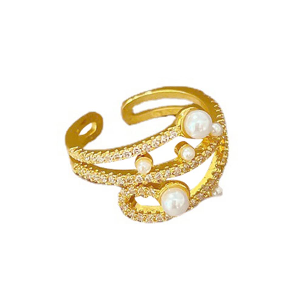 Gold Plated Rings for Women Knuckle Rings Open Rings Adjustable (A)