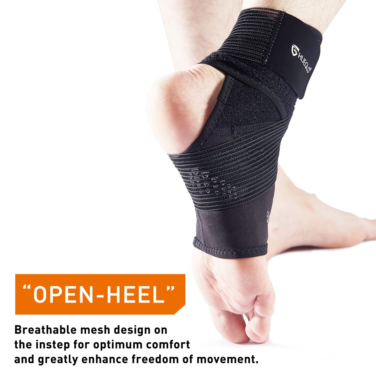 HUEGLO Ankle Brace,Ankle Support Brace for Sprained Ankle,Adjustable Ankle Compression Sleeve for Sports,Sprains,Injury Recovery,Ankle Stabilizer Brace for Women and Men,Medium