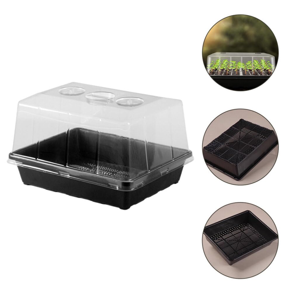 GANAZONO 1 Set Starter Tray,Germination Tray with Humidity Dome Lids Greenhouse Grow Trays for Growing Starting