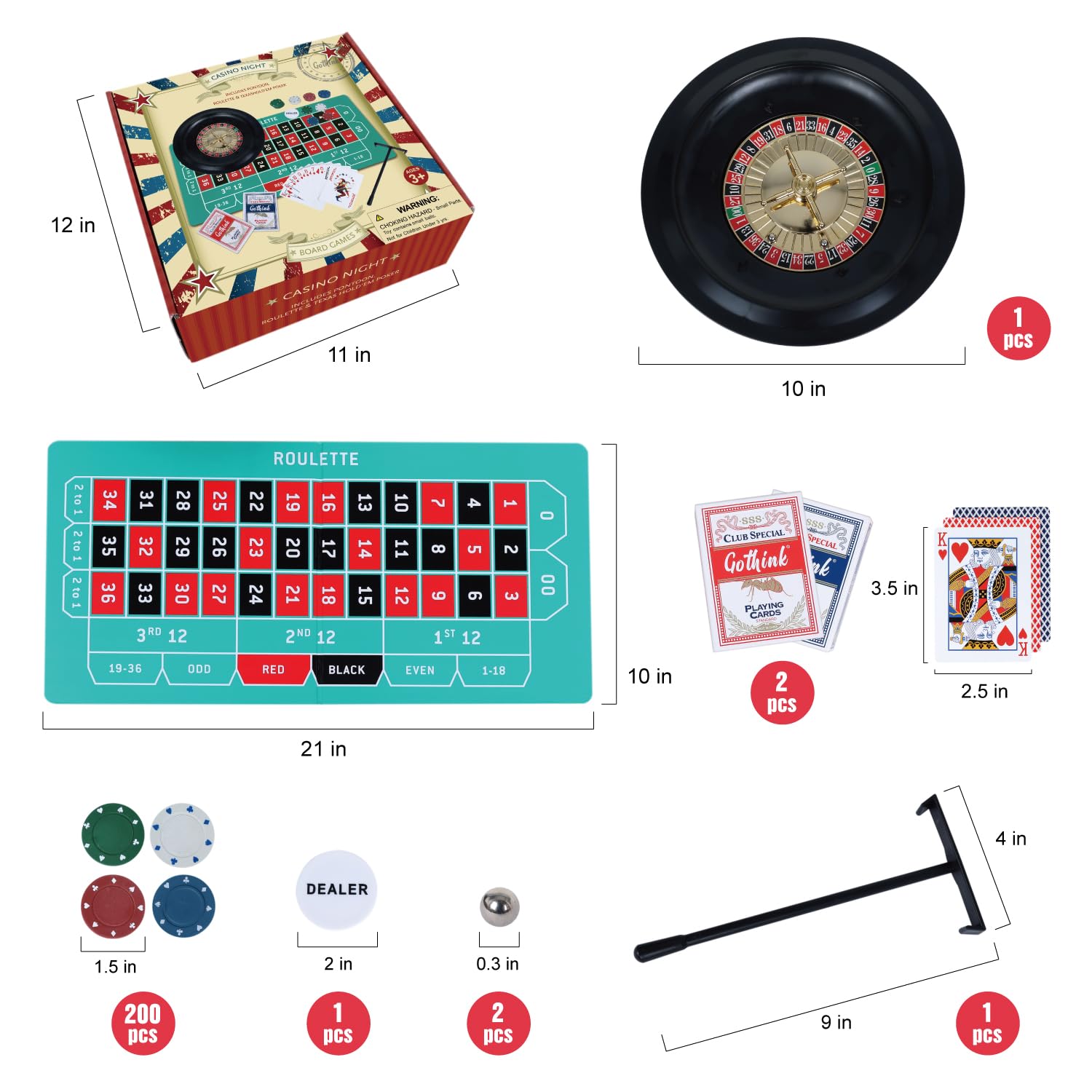 GOTHINK Wooden Tyrolean Roulette Board Game, Exercise Skills in Math, Simple and Fun Educational Game for Kids and Adults