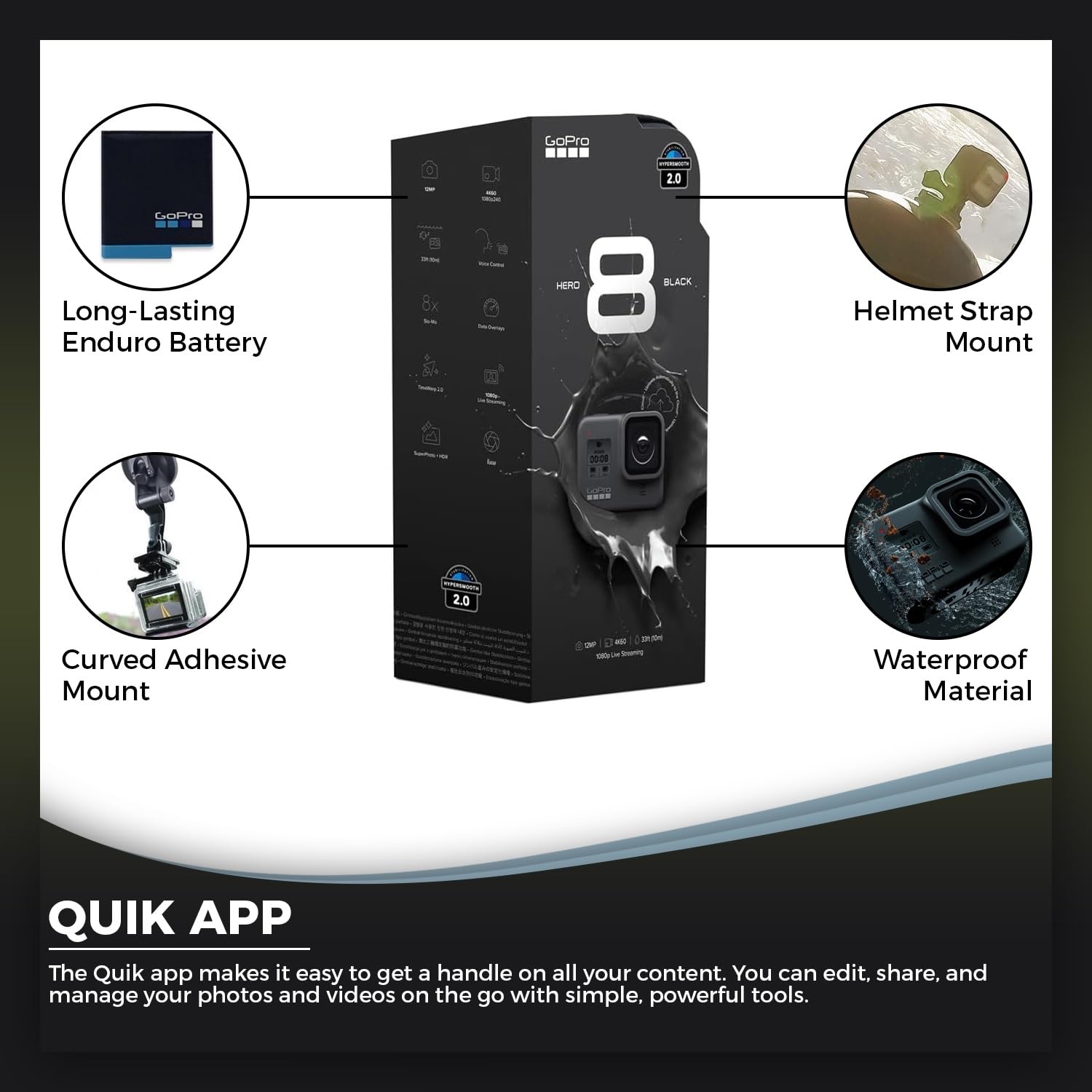 GoPro HERO8 Black Digital Action Camera - Waterproof, Touch Screen, 4K UHD Video, 12MP Photos, Live Streaming, Stabilization - 128GB Card - with 50 Piece Accessory Kit - All You Need Bundle