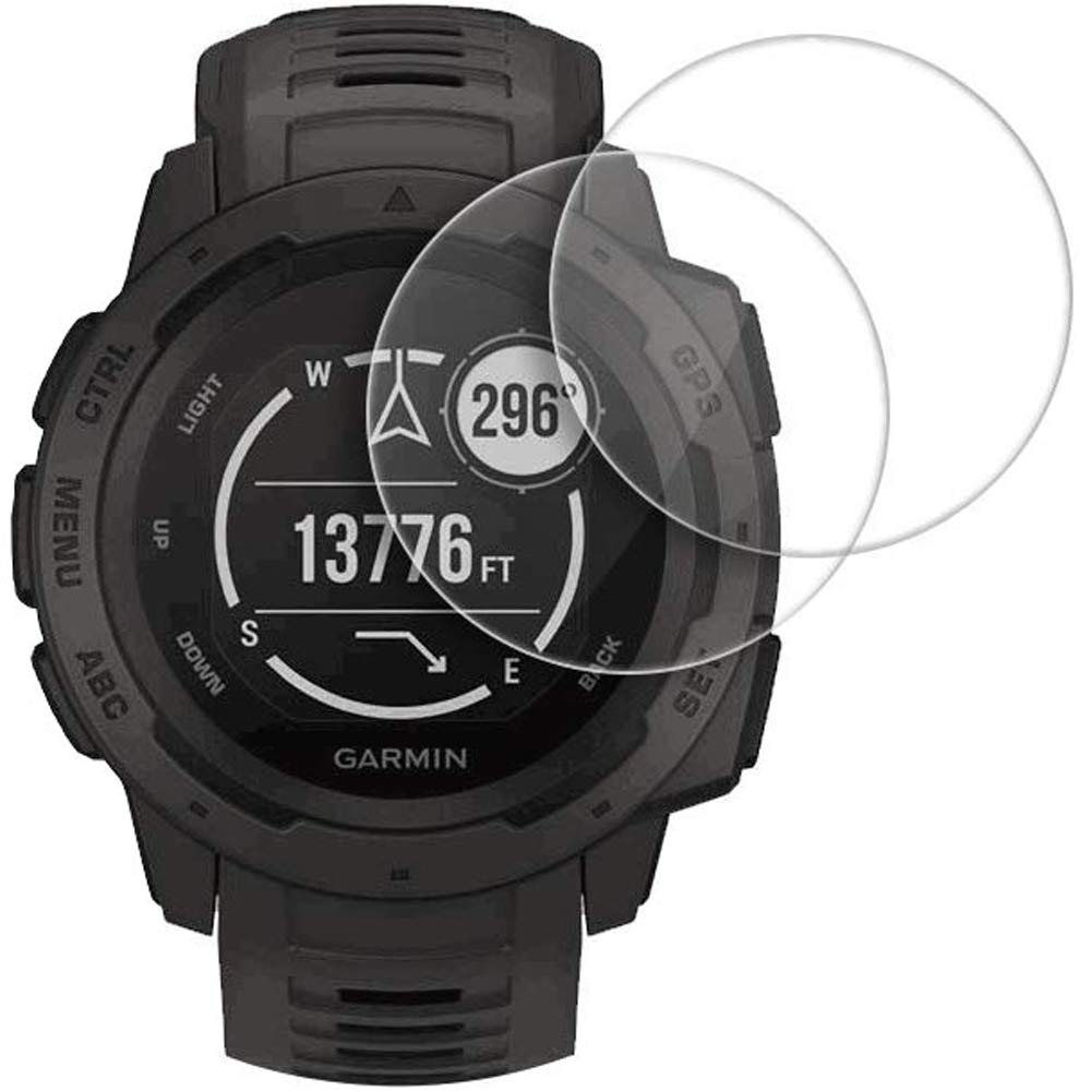 Garmin Instinct Rugged Outdoor Watch with GPS and Heart Rate Monitoring Tundra (010-02064-01) with Deco Essentials 2-Pack Screen Protector Instinct