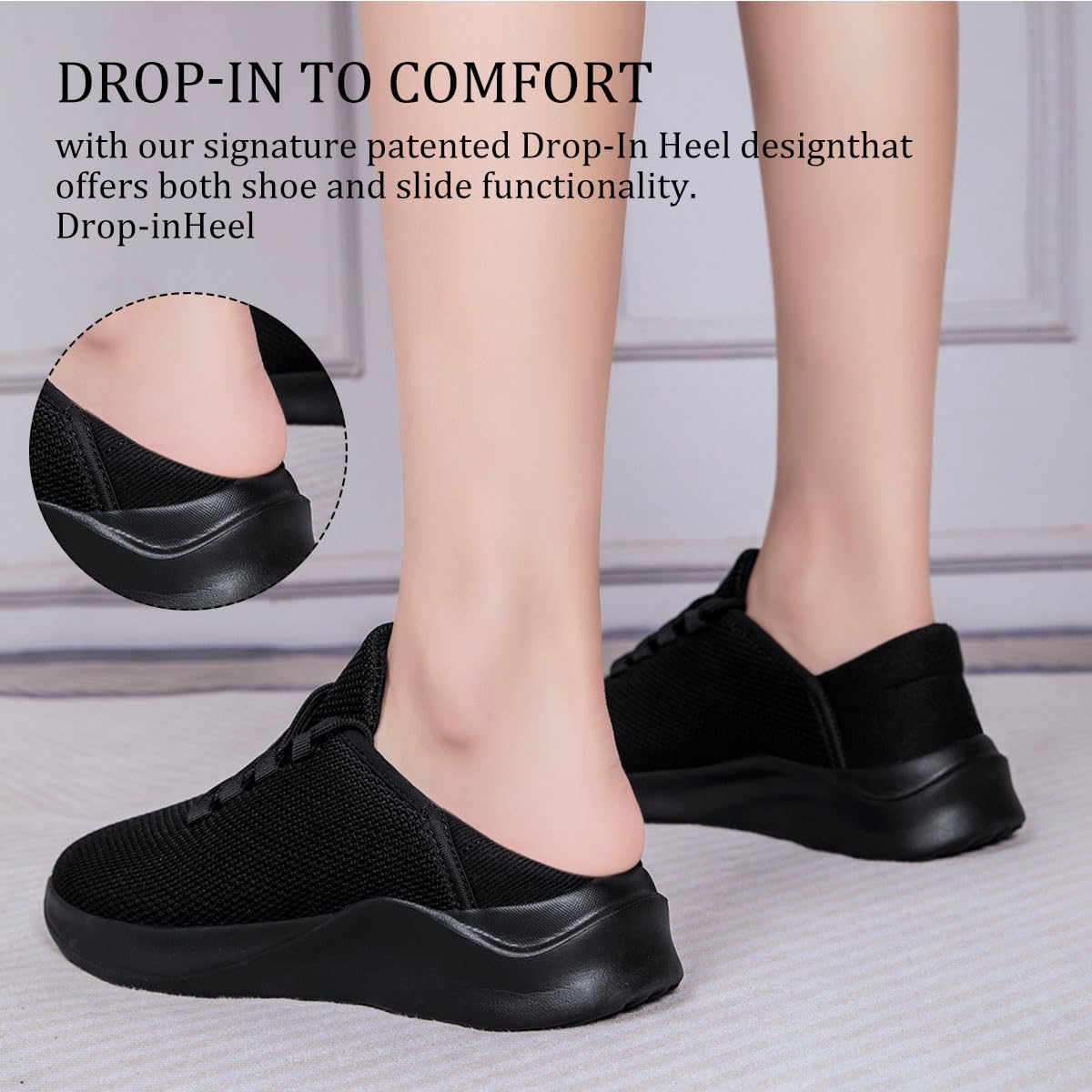 HIIGYL Womens Running Shoes Lightweight Breathable Walking Sneakers Athletic Workout Gym Tennis Shoes All Black Size 9