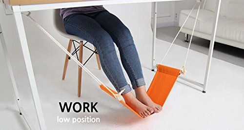 Home-Organizer Tech Portable Adjustable Foot Hammock for Corner Desk Office Foot Rest Mini Under Desk Foot Rest Hammock for Home, Office, Airplane, Travel, Study and Relaxing (Dark Blue)