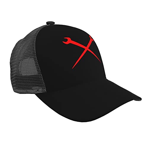 Ironworker Crossed Tools Mesh Cap Unisex Adjustable Curved Brim Baseball Cap Black