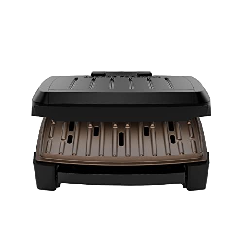 George Foreman® Contact Submersible™ Grill, NEW Dishwasher Safe, Wash the Entire Grill, Easy-to-Clean Nonstick, Black/Bronze