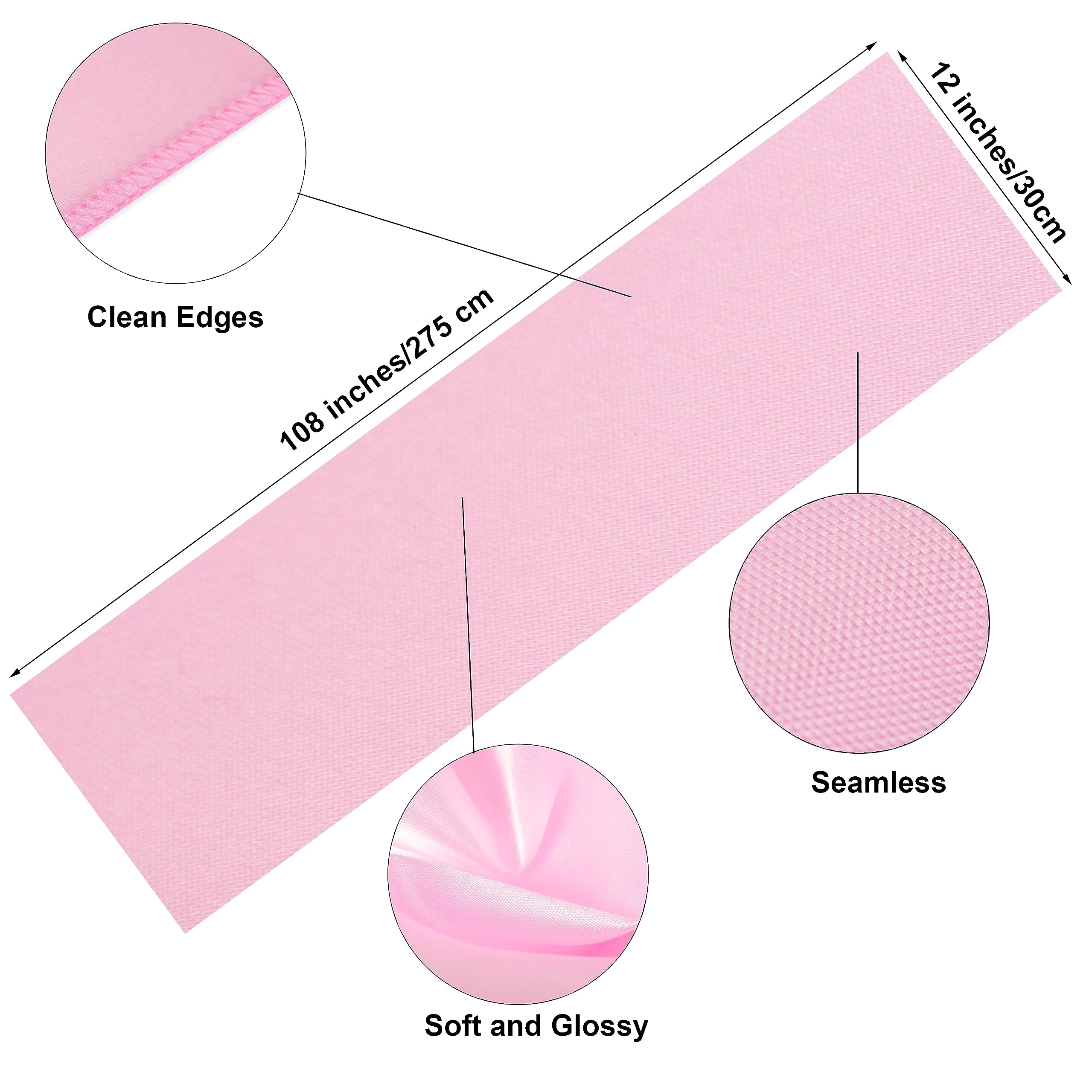 Fynite 12 Pack Satin Table Runner 12 x 108 Inches Long | Baby Pink Satin Table Runner for Party Wedding Banquet Decorations | Bright and Smooth Silk Fabric Party Table Runner - Baby Pink