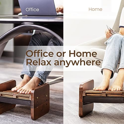 Hresskar Ergonomic Foot Rest Under Desk for Office Use at Work, Adjustable Foot Stool Under Desk for Home and Computer Gaming,with Roller Massage and Sponge Mat