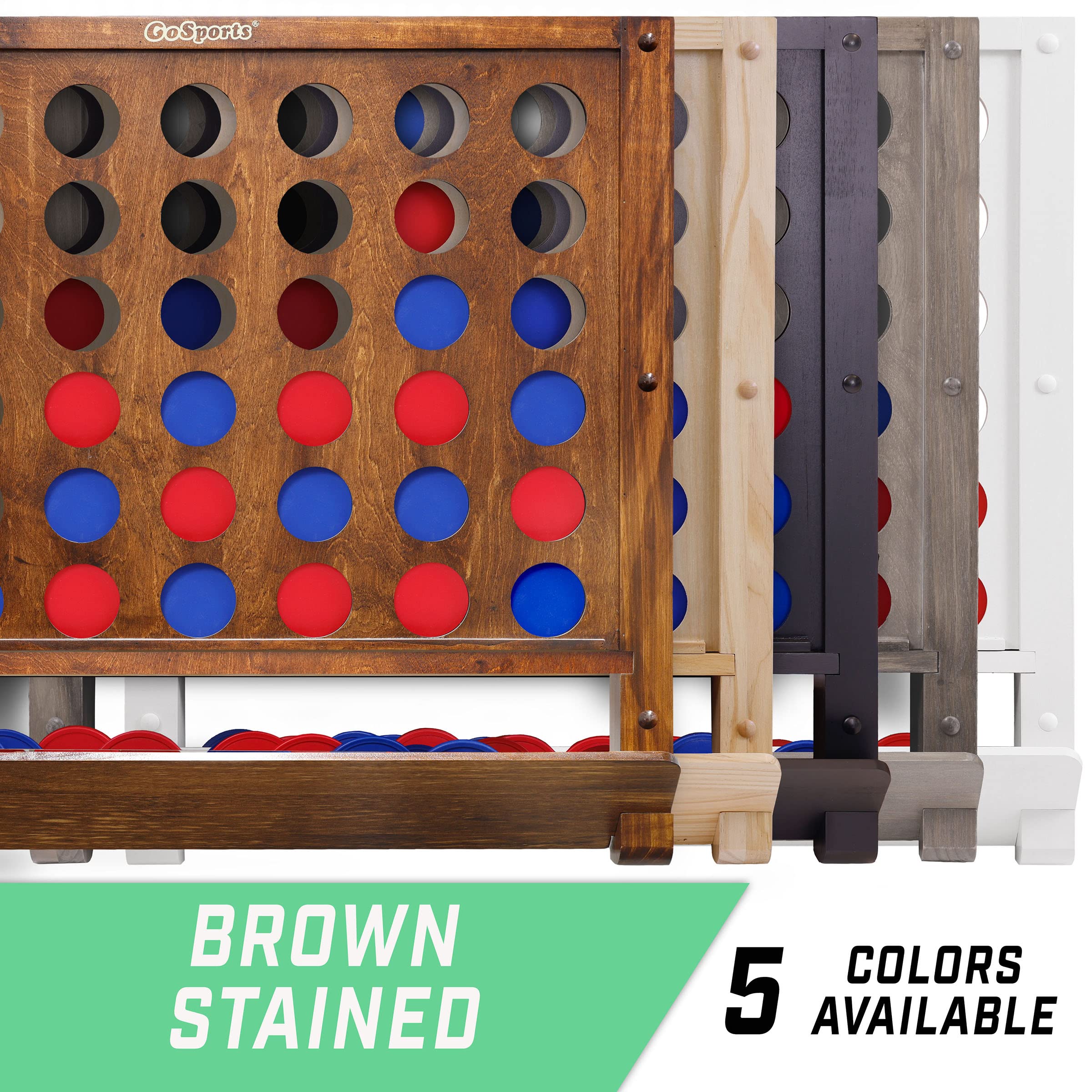 GoSports Wall Mounted Giant 4 in a Row - Jumbo Four in a Row with Coins - Choose Your Style