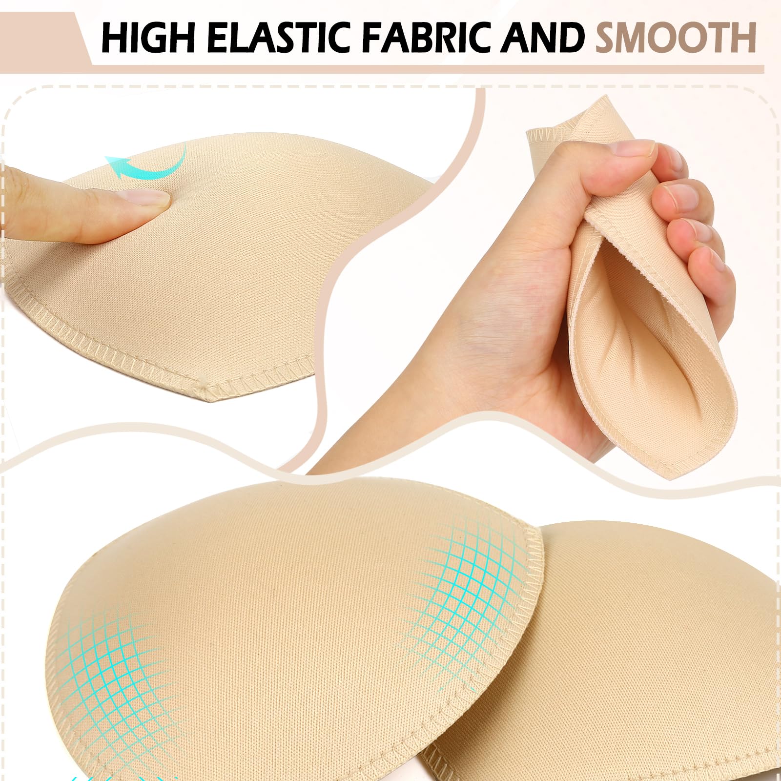 Fypxd 6 Pairs Removeable Bra Pads Inserts Push up for Sport Bra and Bikini Tops Beige