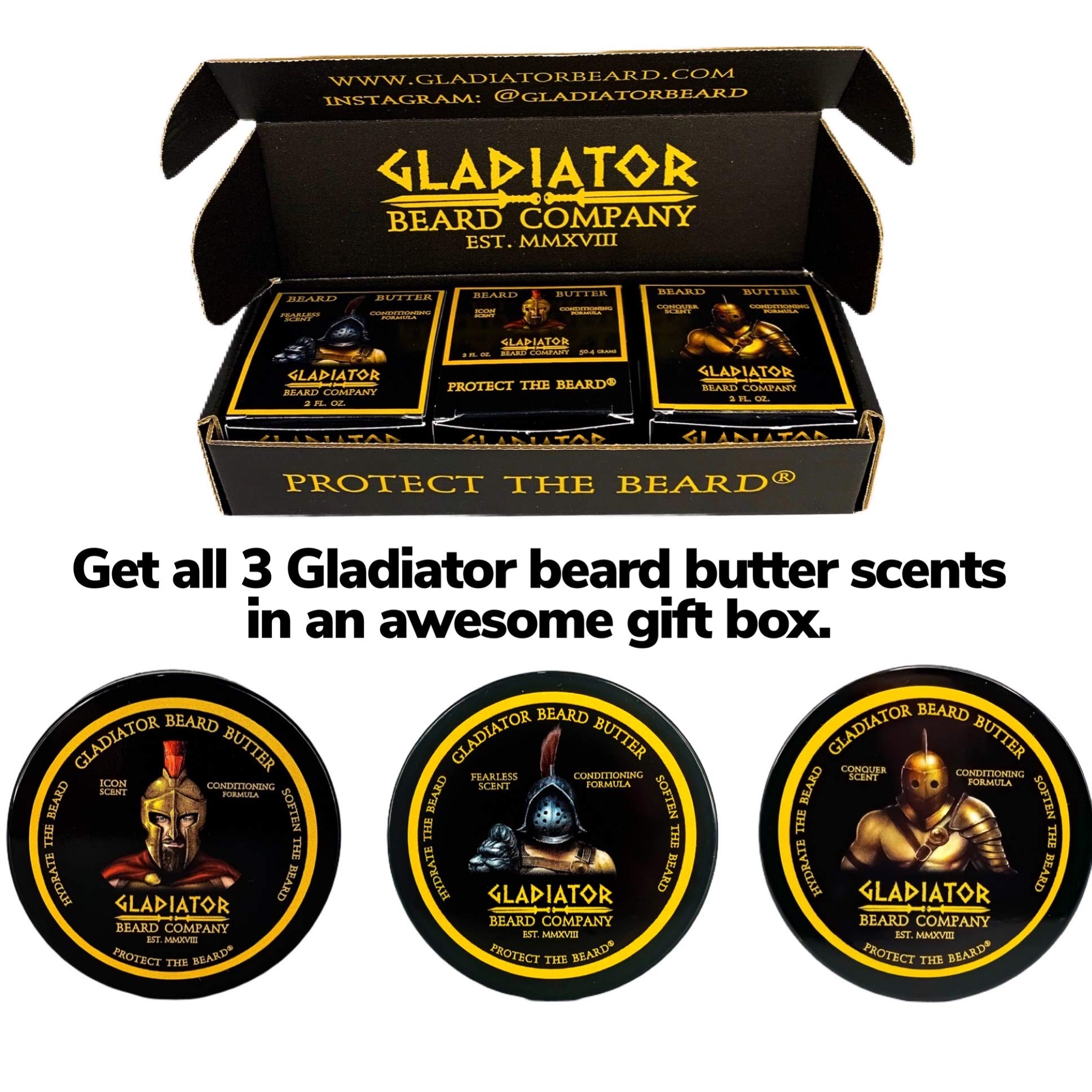Gladiator Beard® Butter (2 oz.) - Fearless Scent - All-natural, whipped beard butter ultra-conditioning formula designed to hydrate and Moisturize your beard, and leave it smelling awesome.