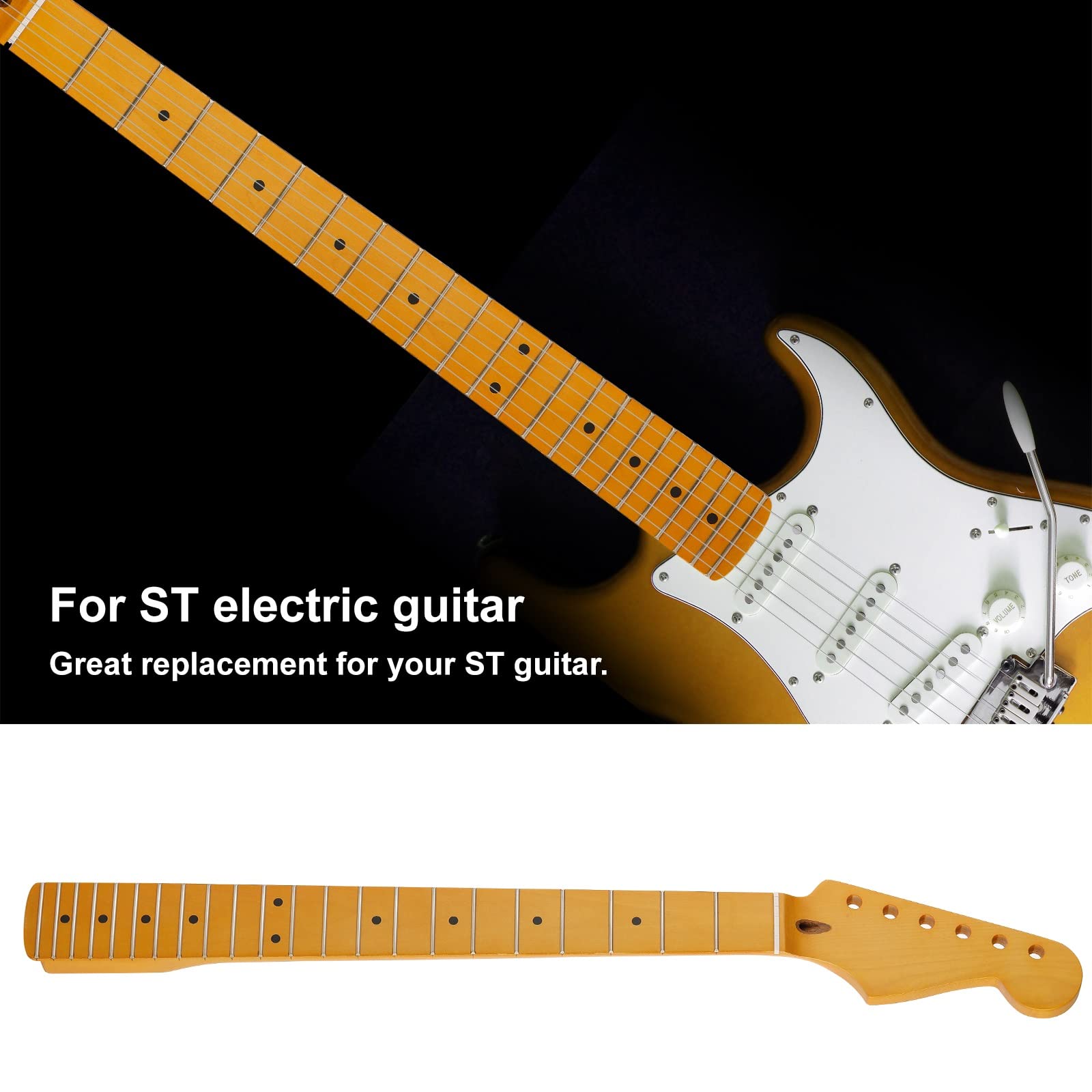 Guitar Neck 22 Fret ST Maple Fretboard Guitar Neck Guitar DIY Parts Replacement