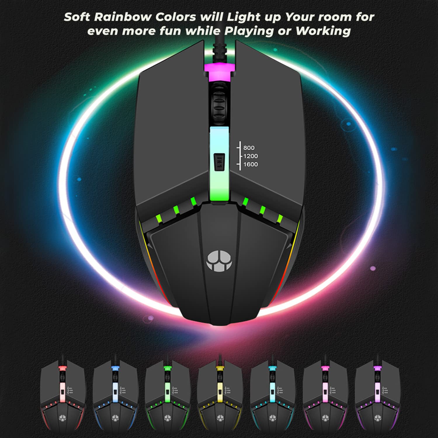Gaming Mouse - USB Wired LED Large Dragon Gamer mice Rainbow RGB Lightning Effect
