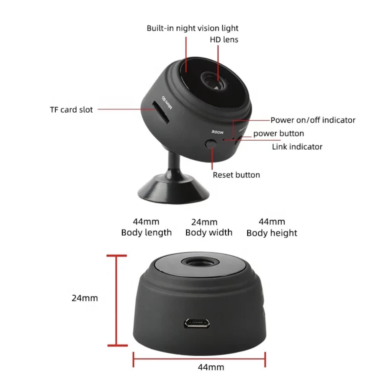 New Mini Hidden Wireless WiFi Camera HD 1080P Home and Office Security Cameras with Audio and Video by FDM Live Feed Covert Baby Nanny Cam with Cell Phone App with Night Vision and Motion Detection