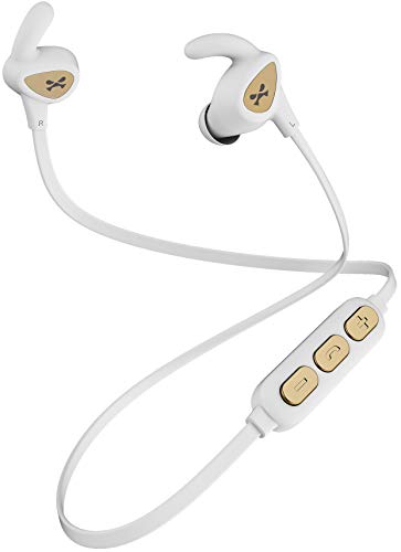 Ghostek Rush Series Wireless Sport Earbud Headphones with Built-in Microphone and Controls β White/Gold | in-Ear Earbuds with Comfortable Tips and Sweatproof Water Resistant